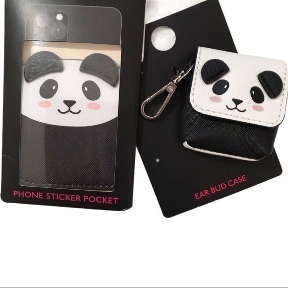 Accessories | Nwt Panda Phone Sticker Pocket Ear Bud Case | Poshmark